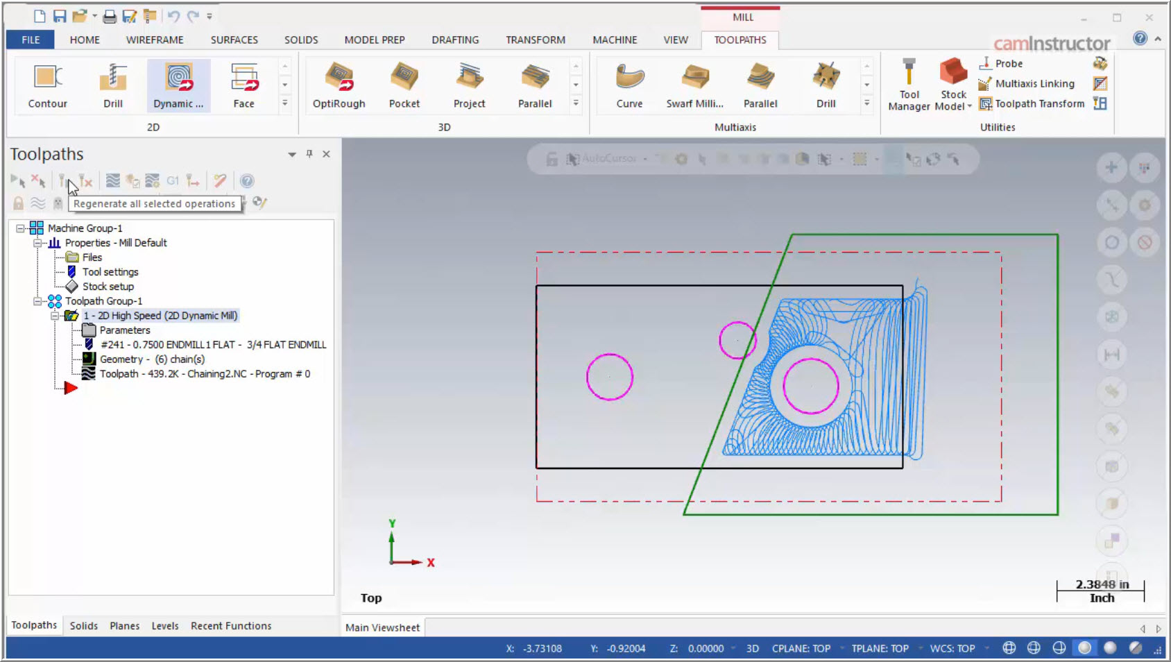 Mastercam Dynamic Milling - Chaining Part 2